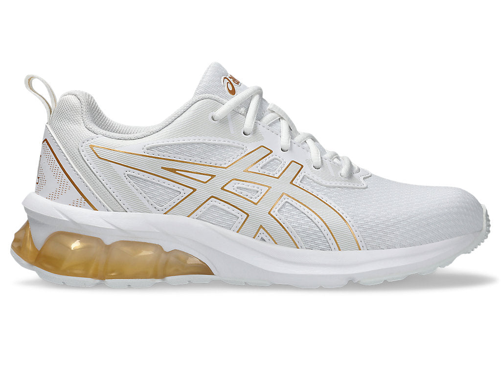 ASICS KID'S GEL QUANTUM 90 IV WHITE/GOLD RUNNING SHOES – INSPORT